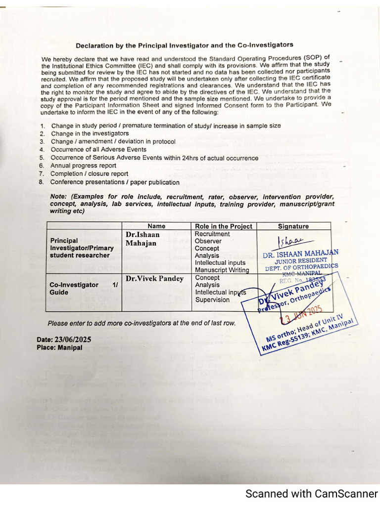 Declaration by The Principal Investigator | PDF