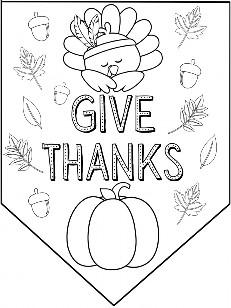 8x11 Thanksgiving Coloring Page Banner | PDF