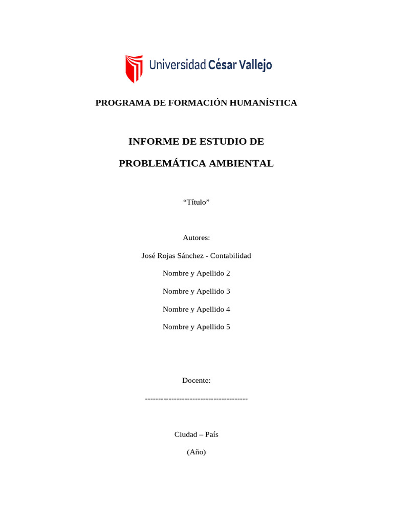 Estructura Del Informe de Problemática Ambiental Final | PDF
