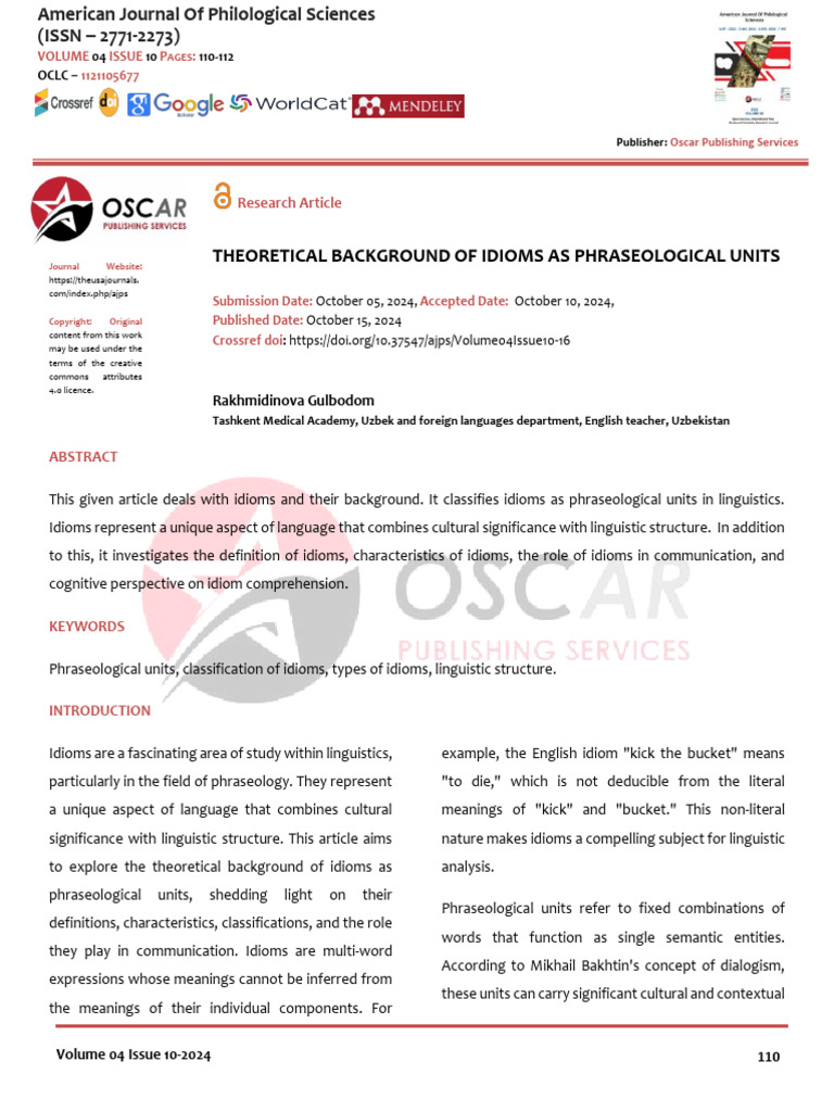 16 110-112 Ajps Theoretical+Background | PDF | Idiom | Semantics