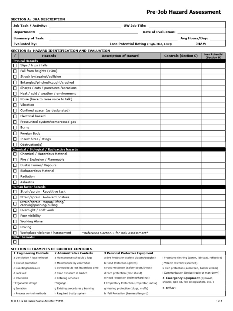 Pre-Job Hazard Assessment | PDF | Hazards | Risk
