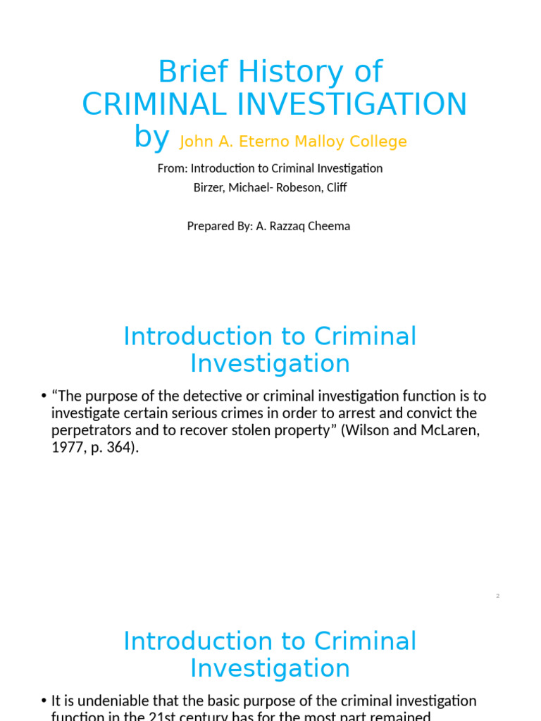 Brief History of Criminal Investigation | PDF | Crimes | Crime & Violence