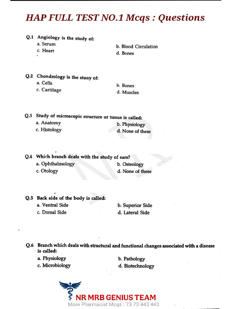 HAP FULL TEST NO.1 Questions | PDF