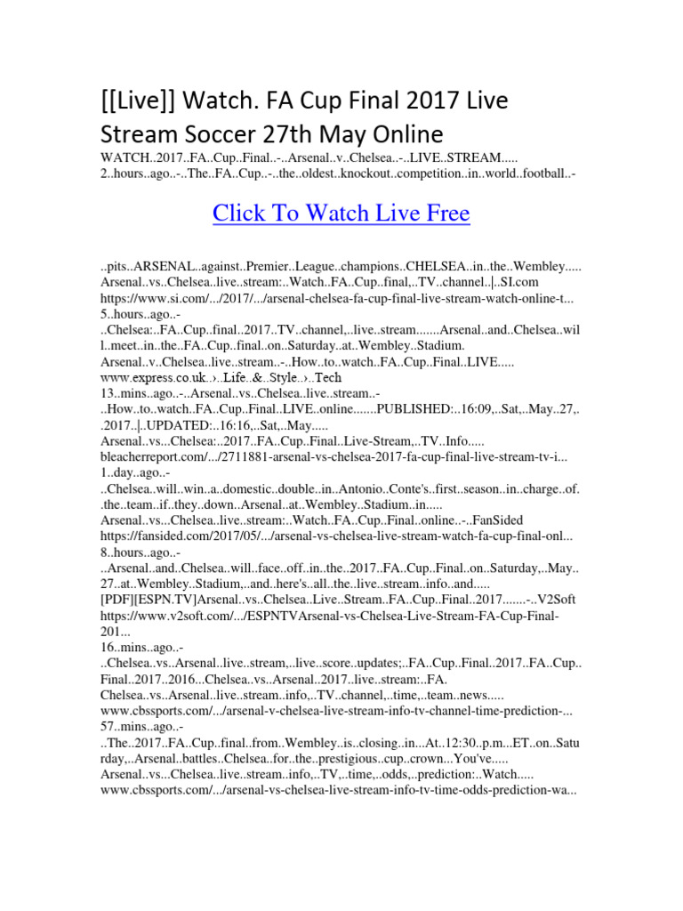 ( (Live) ) Watch. FA Cup Final 2017 Live Stream Soccer 27th May Online ...