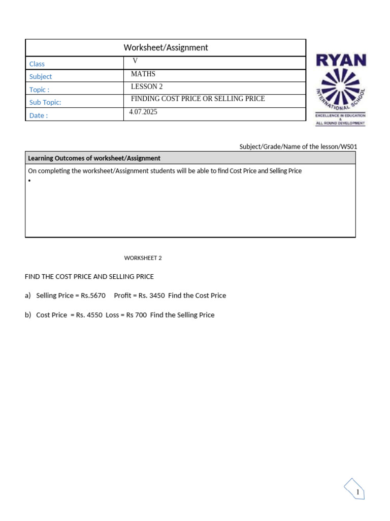 W.S. 2 Class V Dated 4.07.2025 | PDF