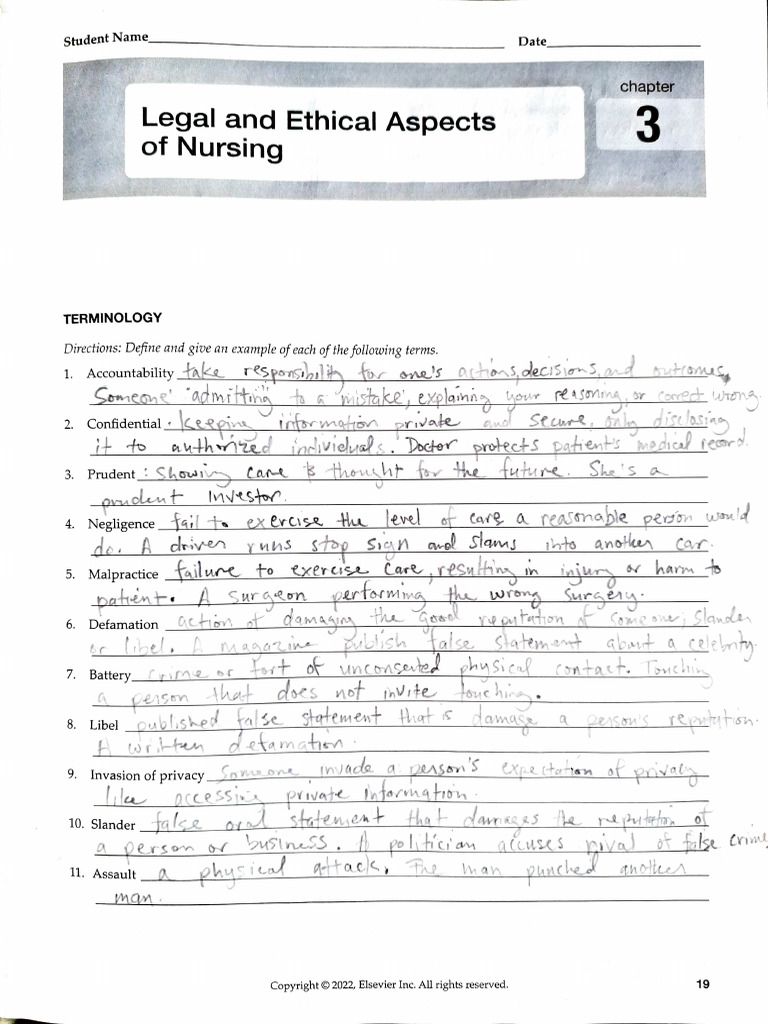 Legal and Ethical Nursing Terminology Guide | PDF | Medical Record ...
