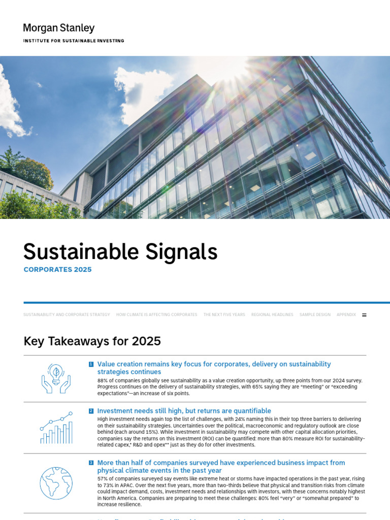 MS Institute For Sustainable Investing Sustainable Signals Corporate Report 2025 | PDF ...