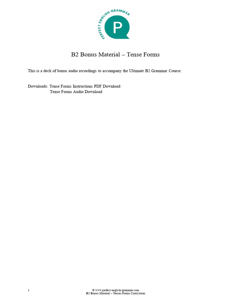 Tense Forms b2 Bonus Material Curriculum | PDF