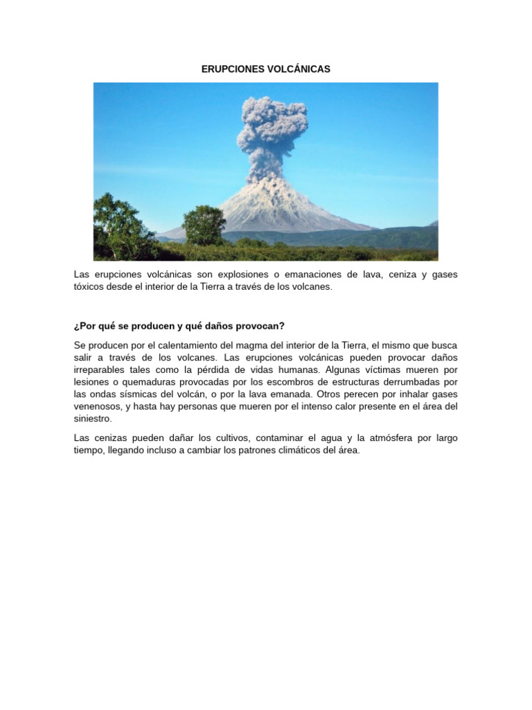 Erupciones Volcánicas | PDF | Volcán | Tipos de erupciones volcánicas
