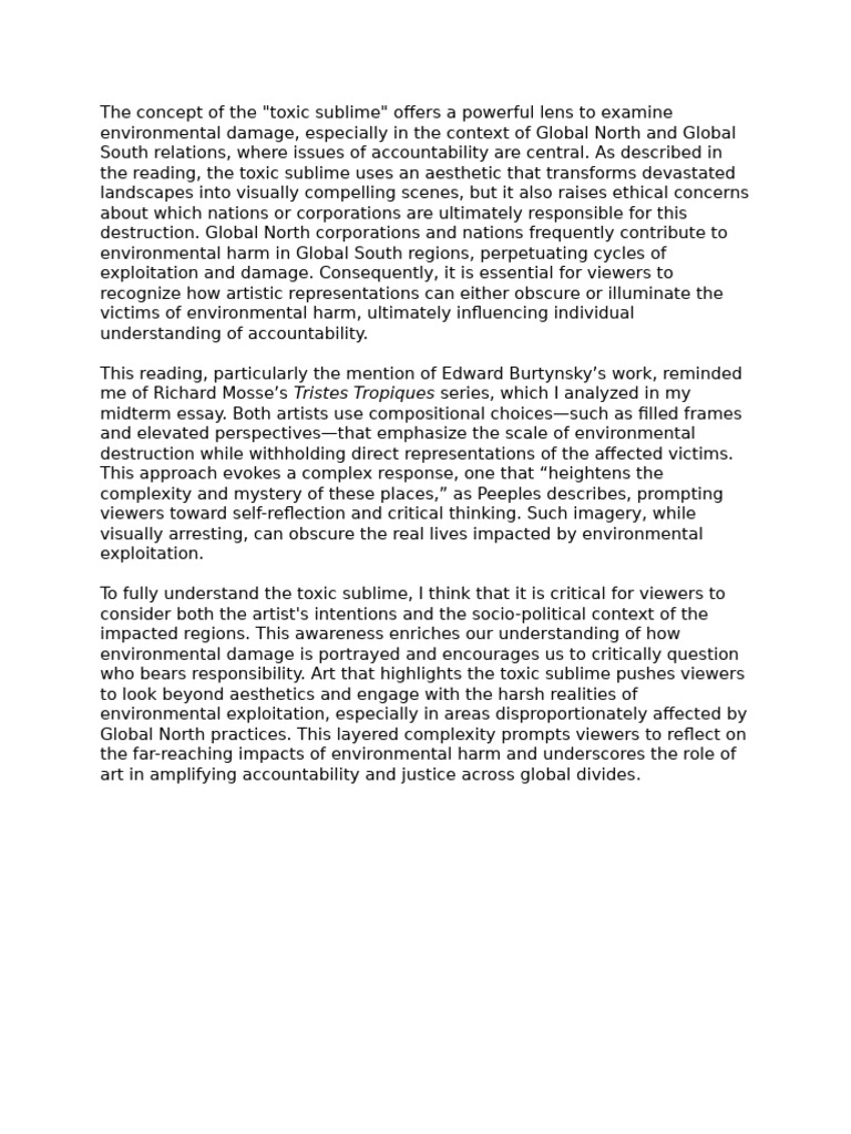 SANTOS - Toxic Sublime Discussion Post | PDF