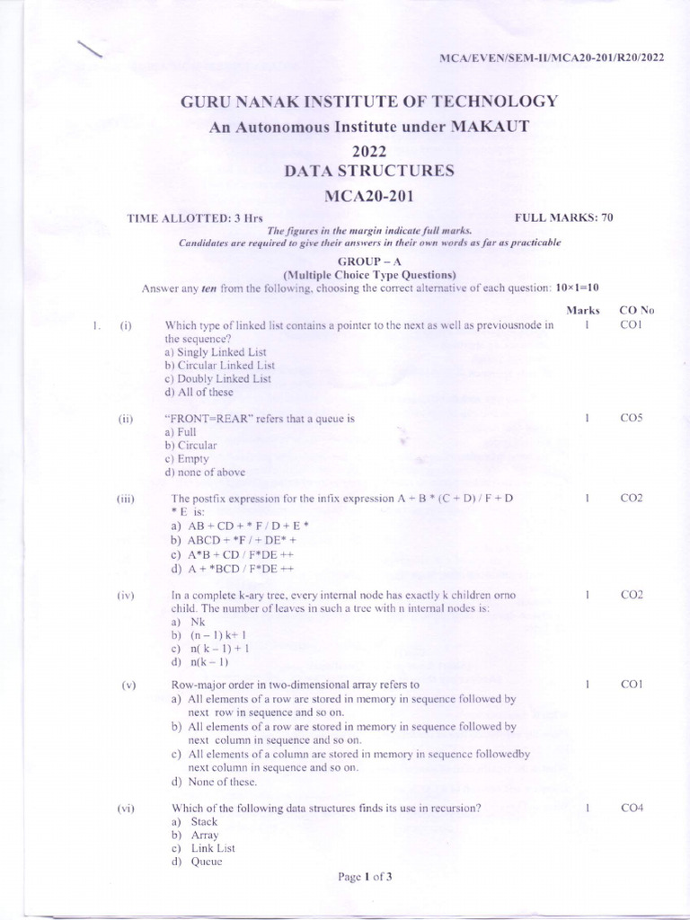Data-Structure-MCA-20-201 CODING 247974 | PDF