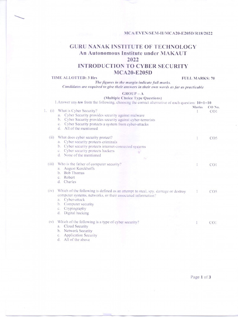 Introduction-to-Cyber-Security-MCA-2 - MINSTRY CYBER SAFE 2025 JUNE | PDF