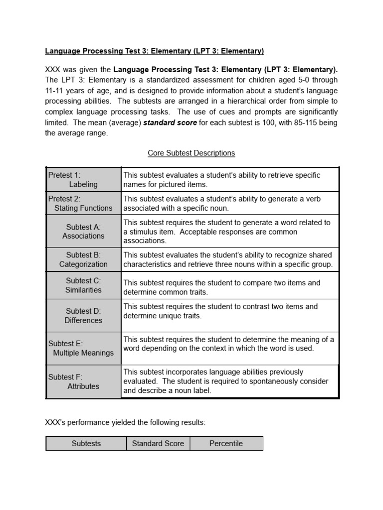 TemplateLanguage Processing Test-3 | PDF | Word | Psychology