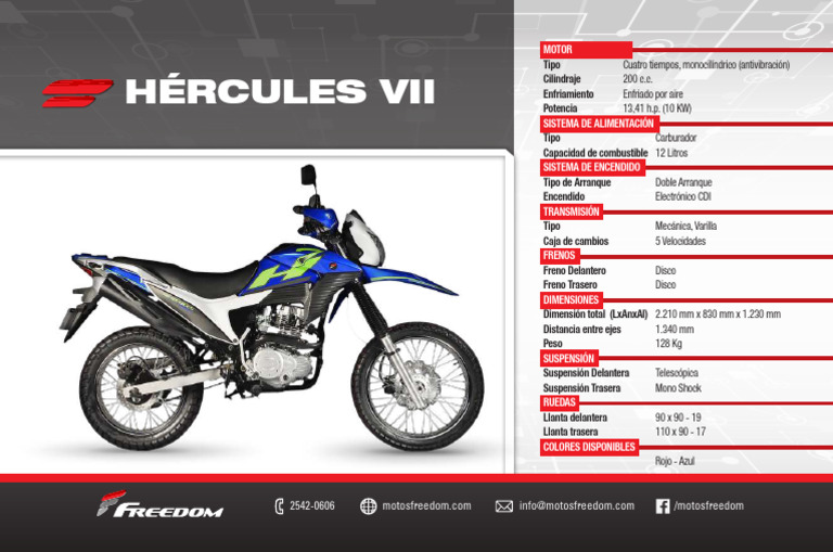 Especificaciones de la moto HÉRCULES VII | PDF