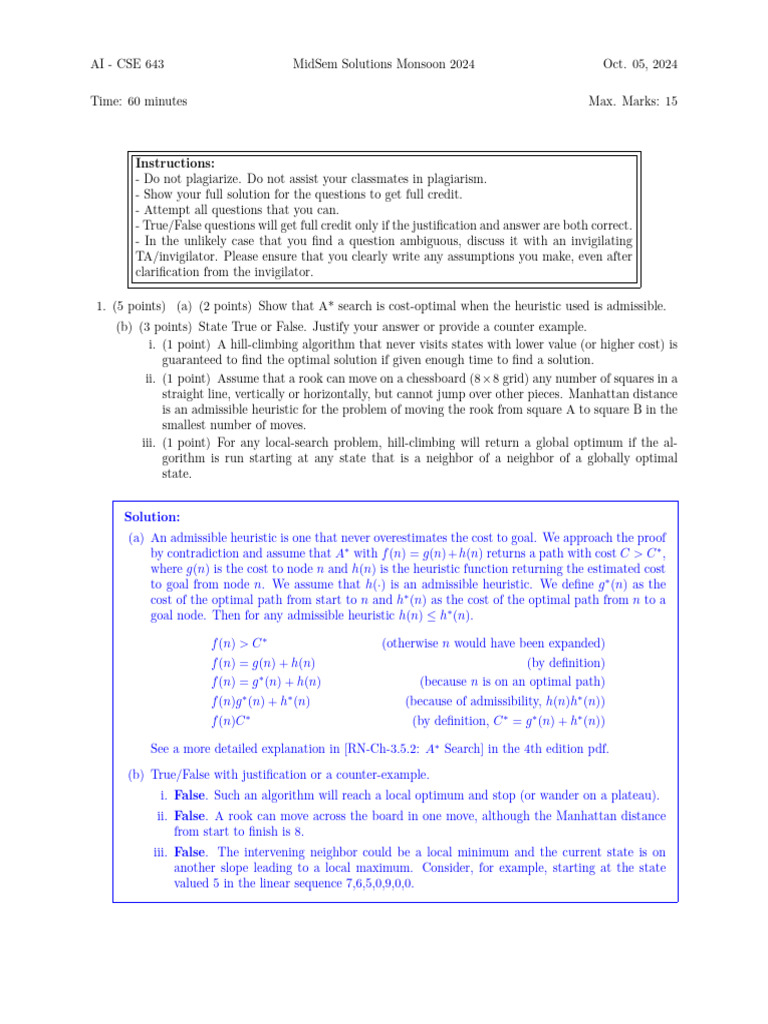AI M2024 MidSem Solutions | PDF | Theoretical Computer Science | Mathematical Logic