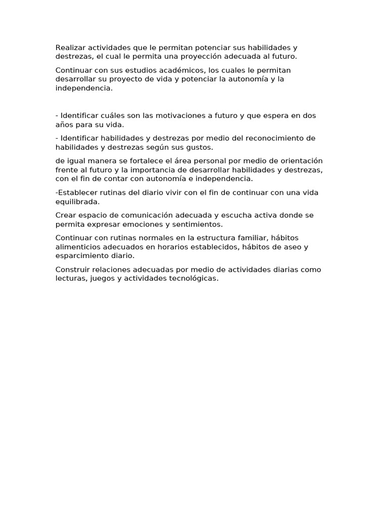 Realizar Actividades Que Le Permitan Potenciar Sus Habilidades y ...