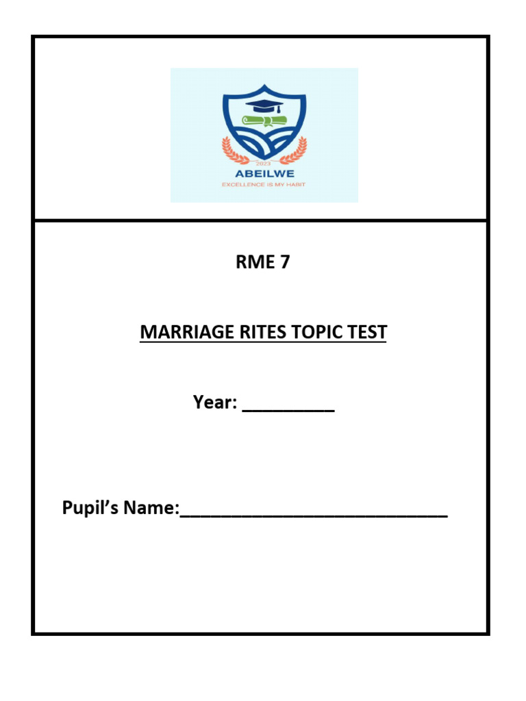 Marriage Rites Topic Test With Permissions | PDF | Marriage | Wedding
