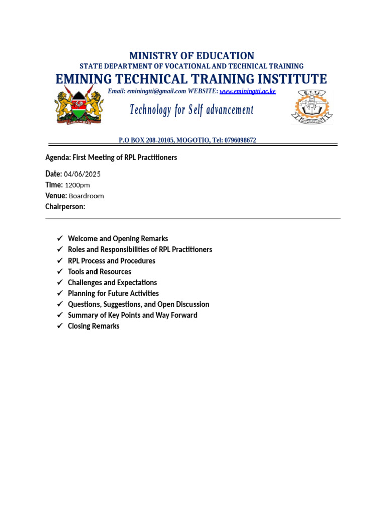 RPL Meeting Schedule | PDF