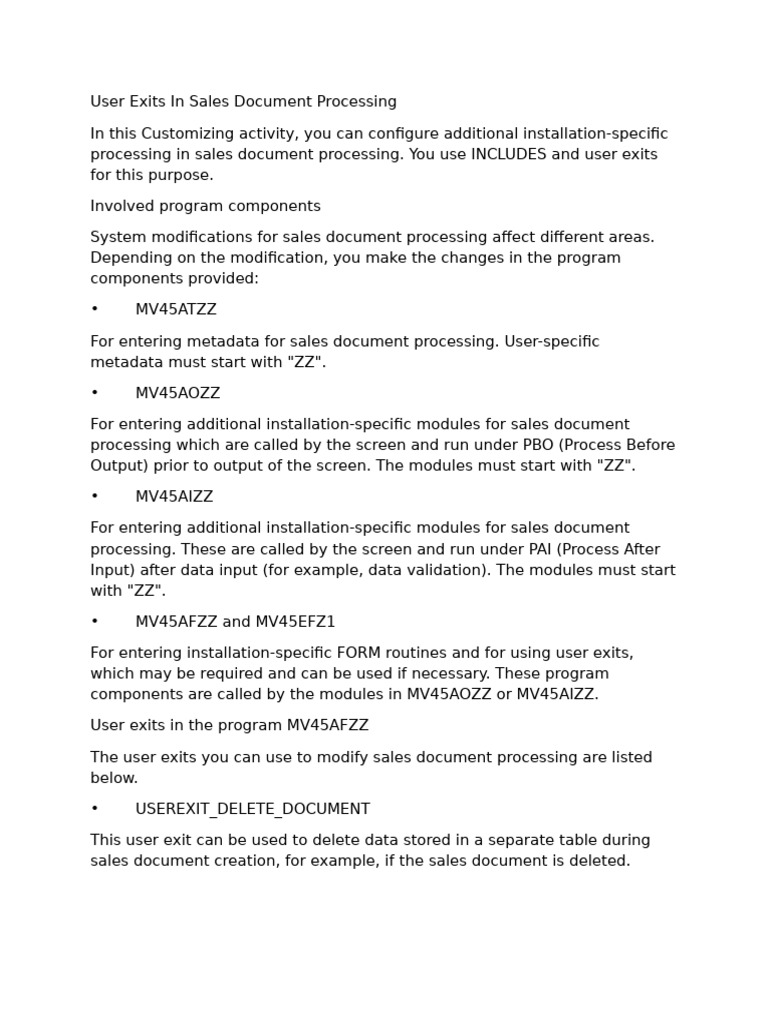 User Exits in Sales Document Processing | PDF | Pricing | Software Engineering