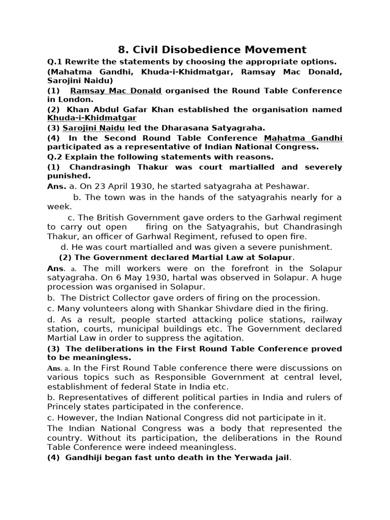 Civil Disobedience Movement Overview | PDF | Mahatma Gandhi | British India