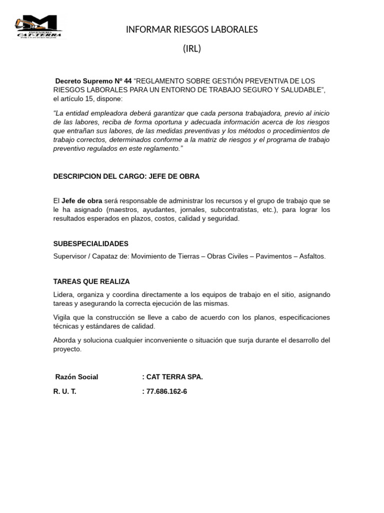 Irl Jefe de Obra | PDF | ruido