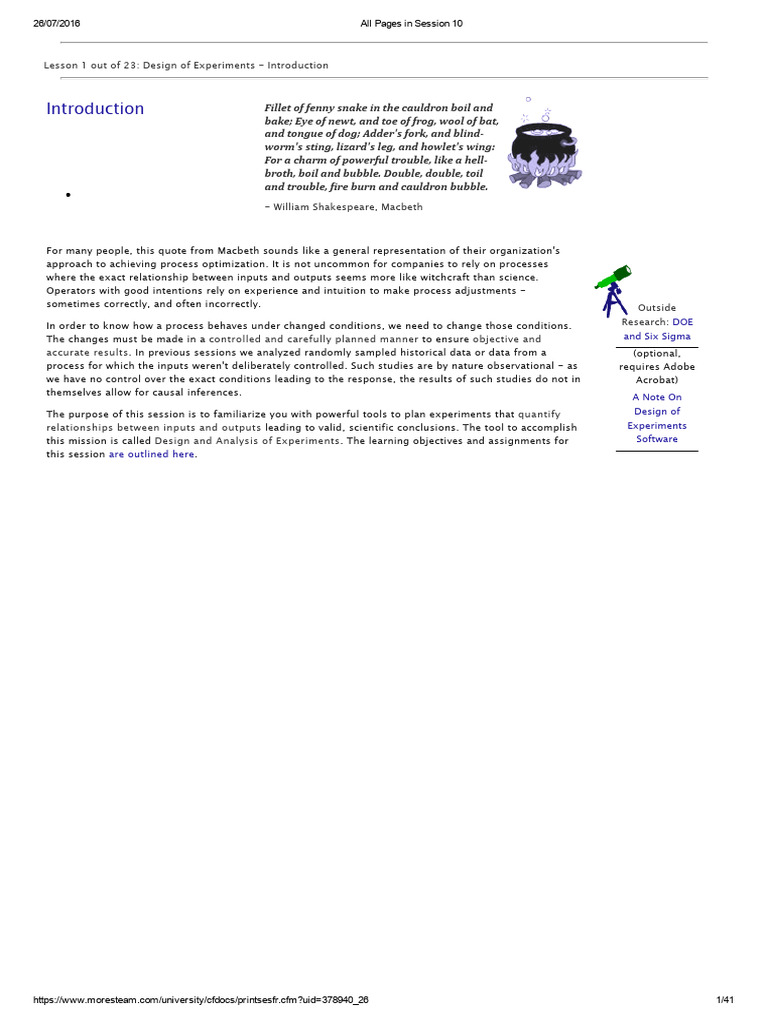 10 - Analyze III - Design of Experiments | PDF | Analysis Of Variance | Experiment