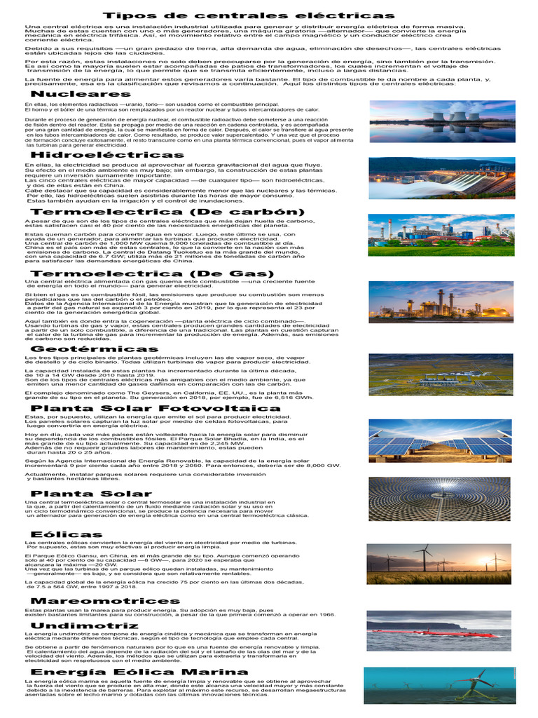Tipos de Centrales Electricas | PDF | Generación eléctrica | Central eléctrica