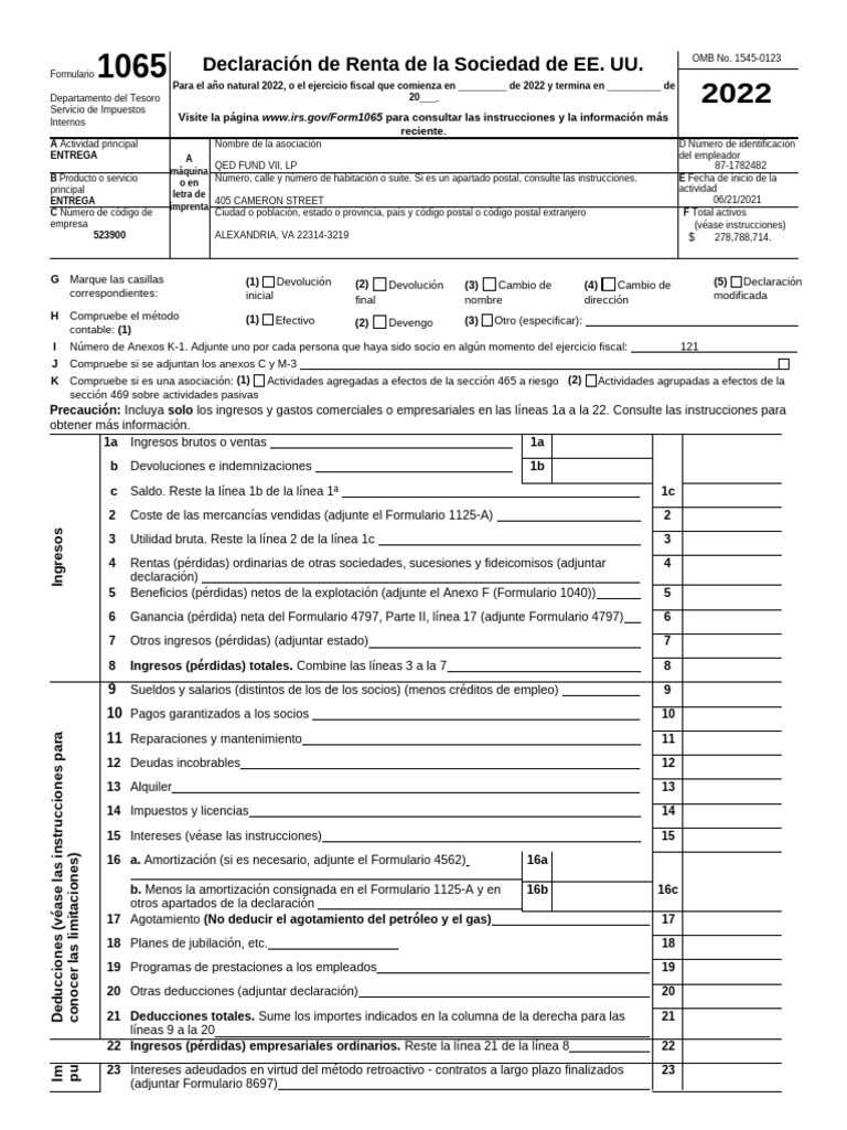 2022 QED Fund VII, LP Federal Tax Return (2) - EDIT | PDF ...