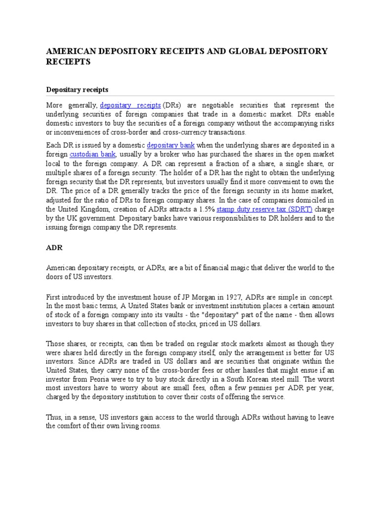 American Depository Receipt | PDF | American Depositary Receipt ...