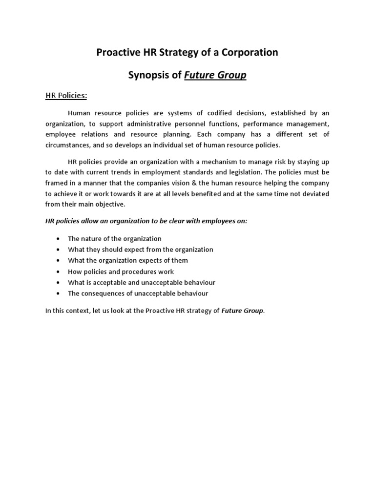 Future Group HR Strategy Overview | PDF | Retail | Human Resource ...