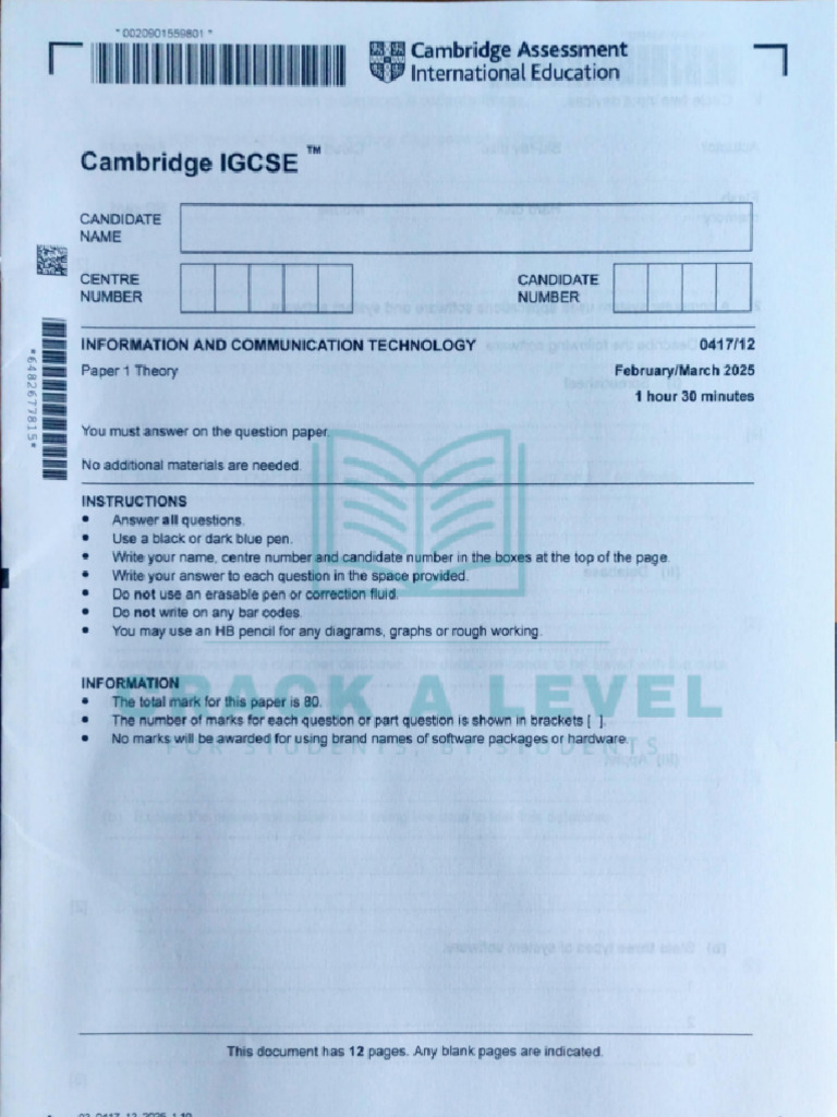 ICT IGCSE 0417 2025 Feb March 12 | PDF