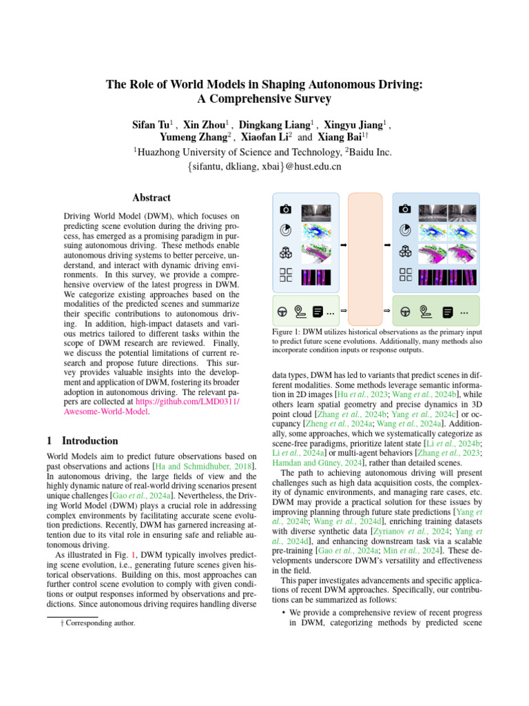 World Models in Autonomous Driving Survey | PDF | Simulation | Prediction