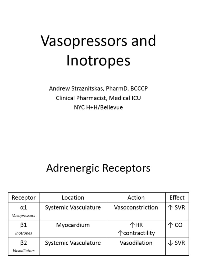 Vasopressors vs. Inotropes Explained | PDF | Shock (Circulatory ...