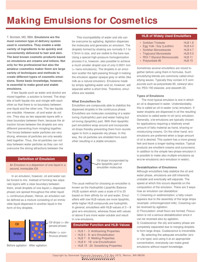02 Making Emulsions For Cosmetics | PDF | Emulsion | Chemical Substances