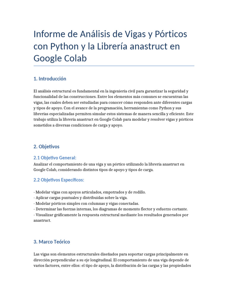 Análisis Estructural con anastruct en Python | PDF | Viga (Estructura ...