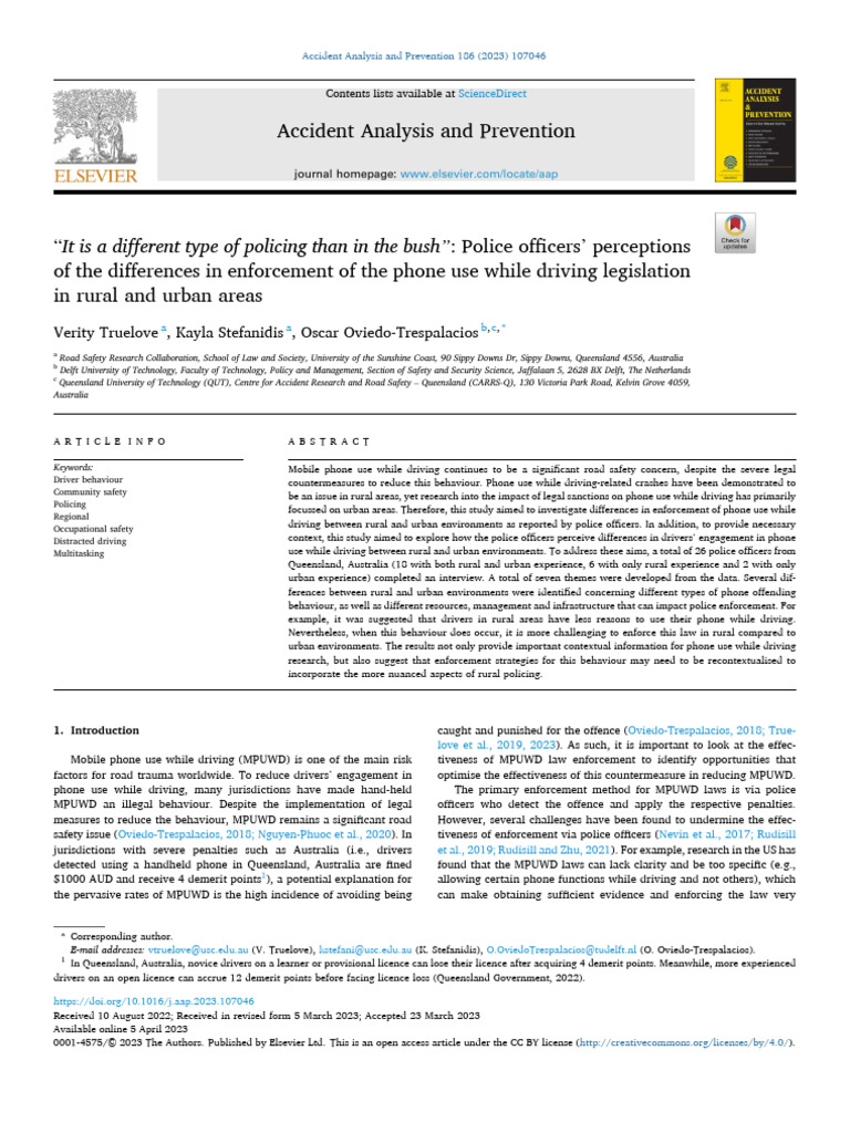 Rural vs. Urban Phone Use Enforcement | PDF | Traffic | Police