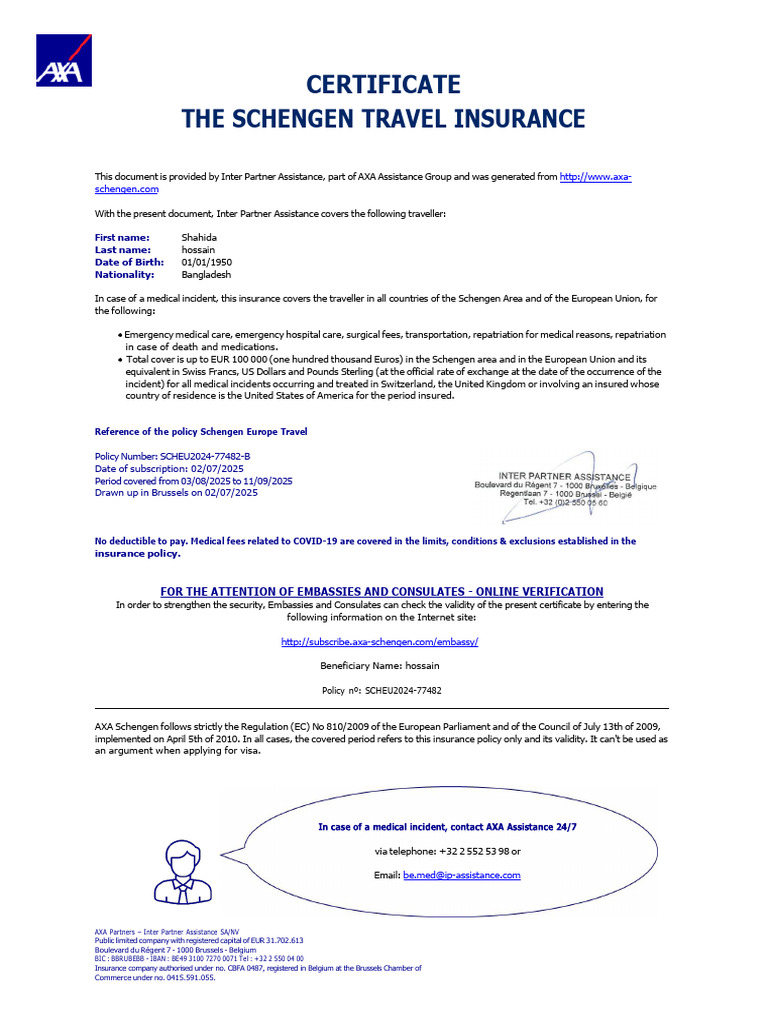 Mother Insurance Certificate | PDF | Insurance