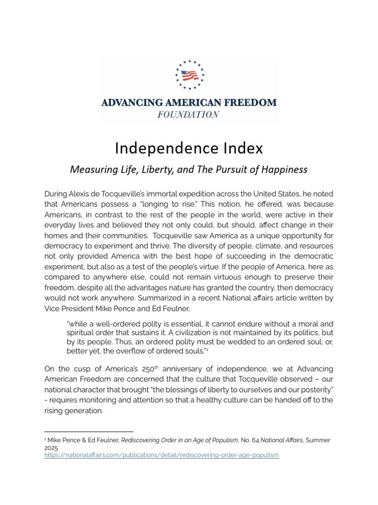 AAFF Independence Index | PDF | Abortion | Democracy In America