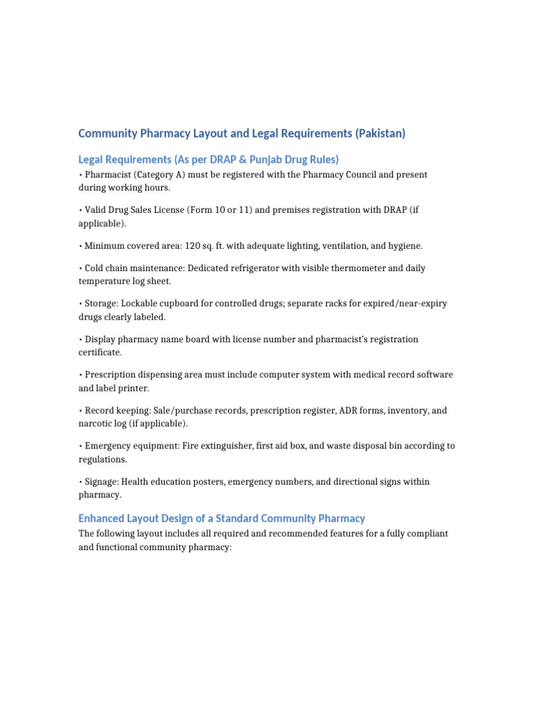 Community Pharmacy Lay Out | PDF | Pharmacy | Prescription Drugs