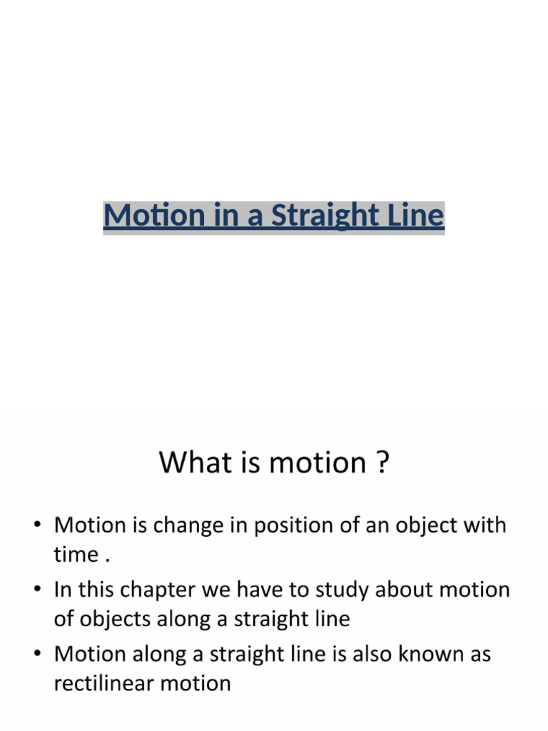 11 Motion in A Straight Line | PDF