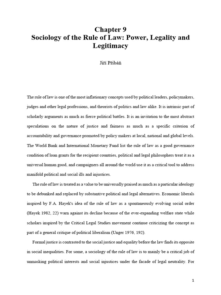 (Chapter 9) Sociology of The Rule of Law - Power, Legality and ...