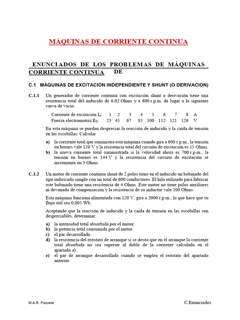 Probl Maq. CC | PDF | Inductor | Corriente eléctrica