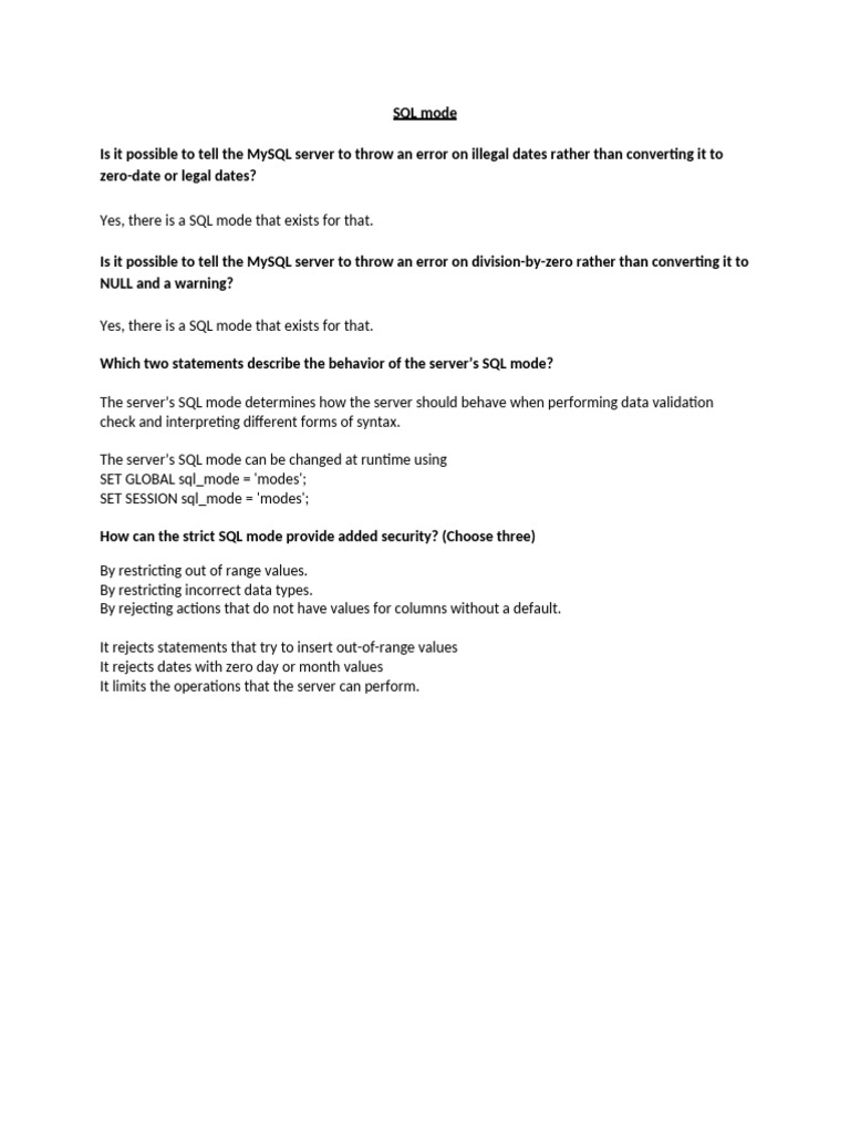 SQL Mode | PDF