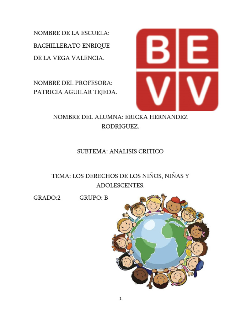Los Derechos Ericka | PDF | Unicef | Derechos de los niños