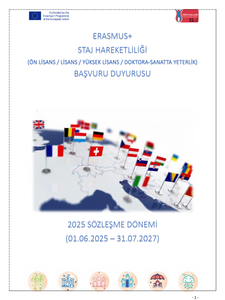 2025 Sozlesme Donemi 01.06.2025 31.07.2027 Erasmus Staj Hareketliligi Basvuru Duyurusu | PDF