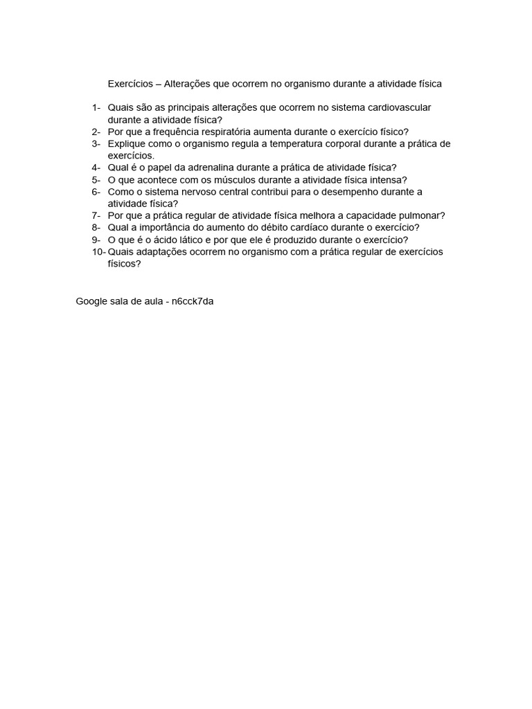 Exerc-cios - Altera--es Que Ocorrem No Organismo.docx | PDF