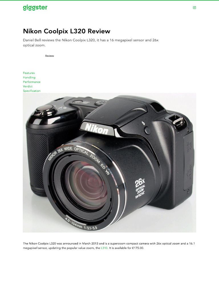 Nikon Coolpix L320 Review | PDF
