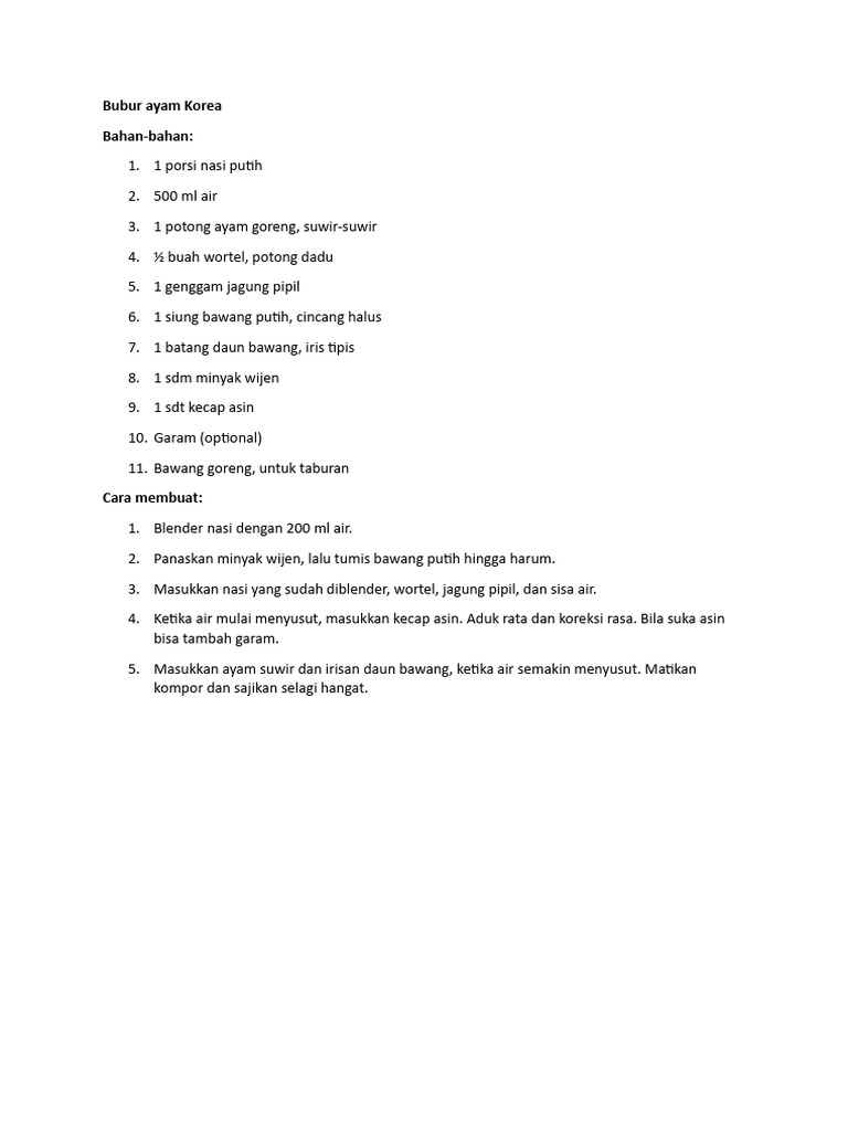 Bubur Ayam Korea | PDF