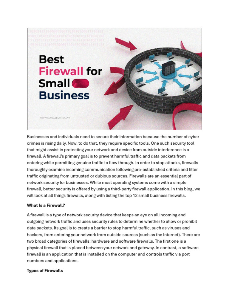 Firewalls For Small Business | PDF | Firewall (Computing) | Security
