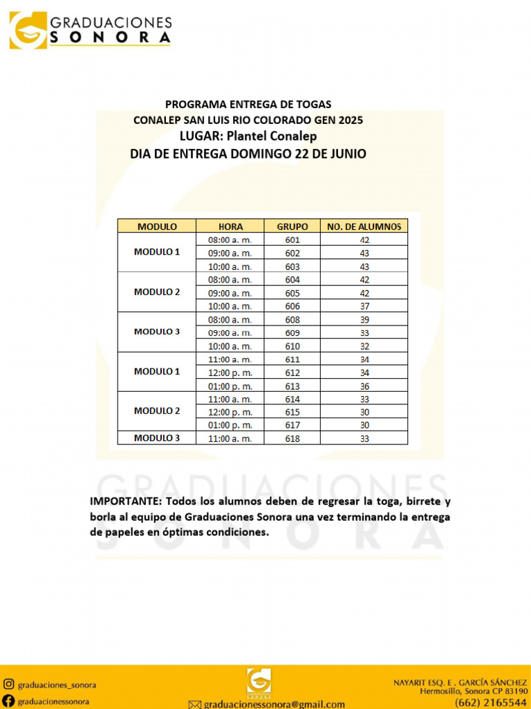 Programa Entrega de Togas Conalep SLRC Gen 2025 | PDF